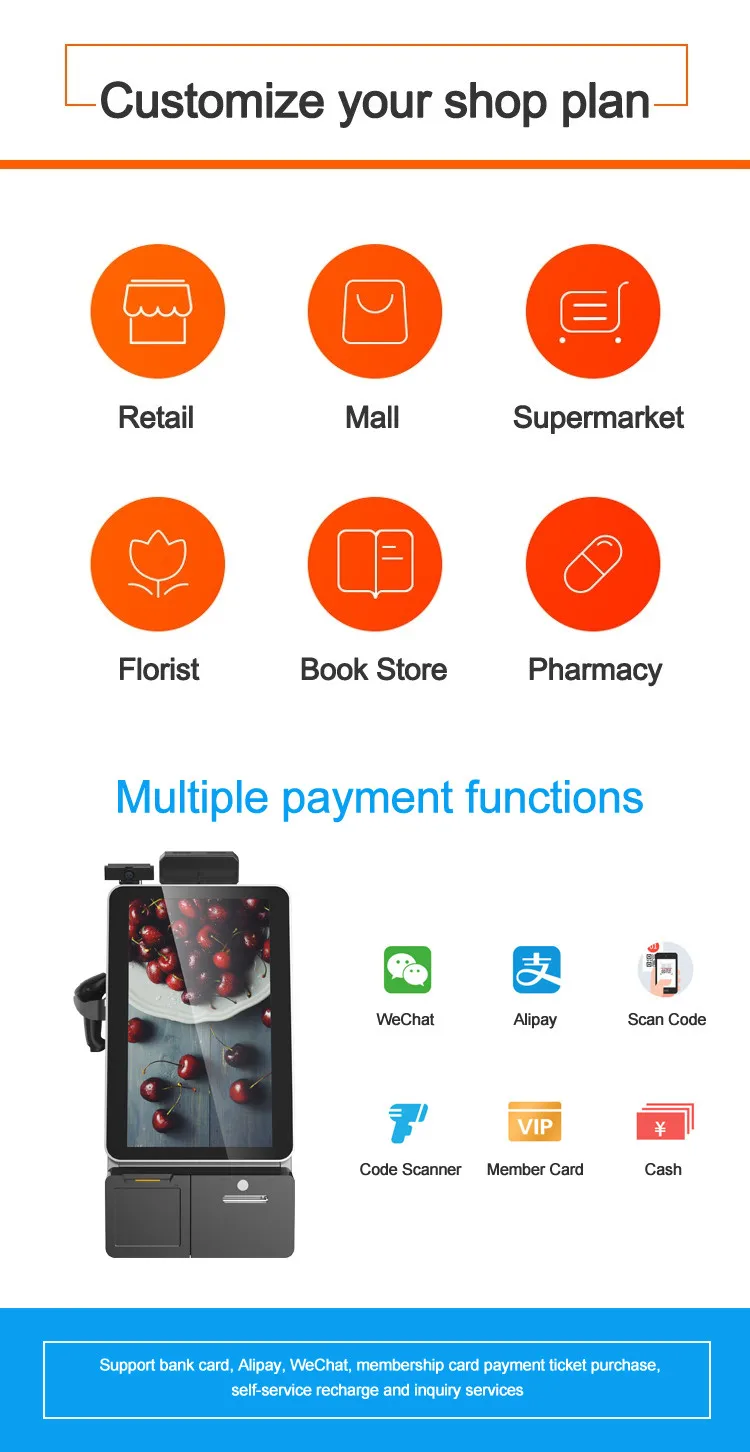 Android Pos Machine Payment Stand - Self Service Kiosk