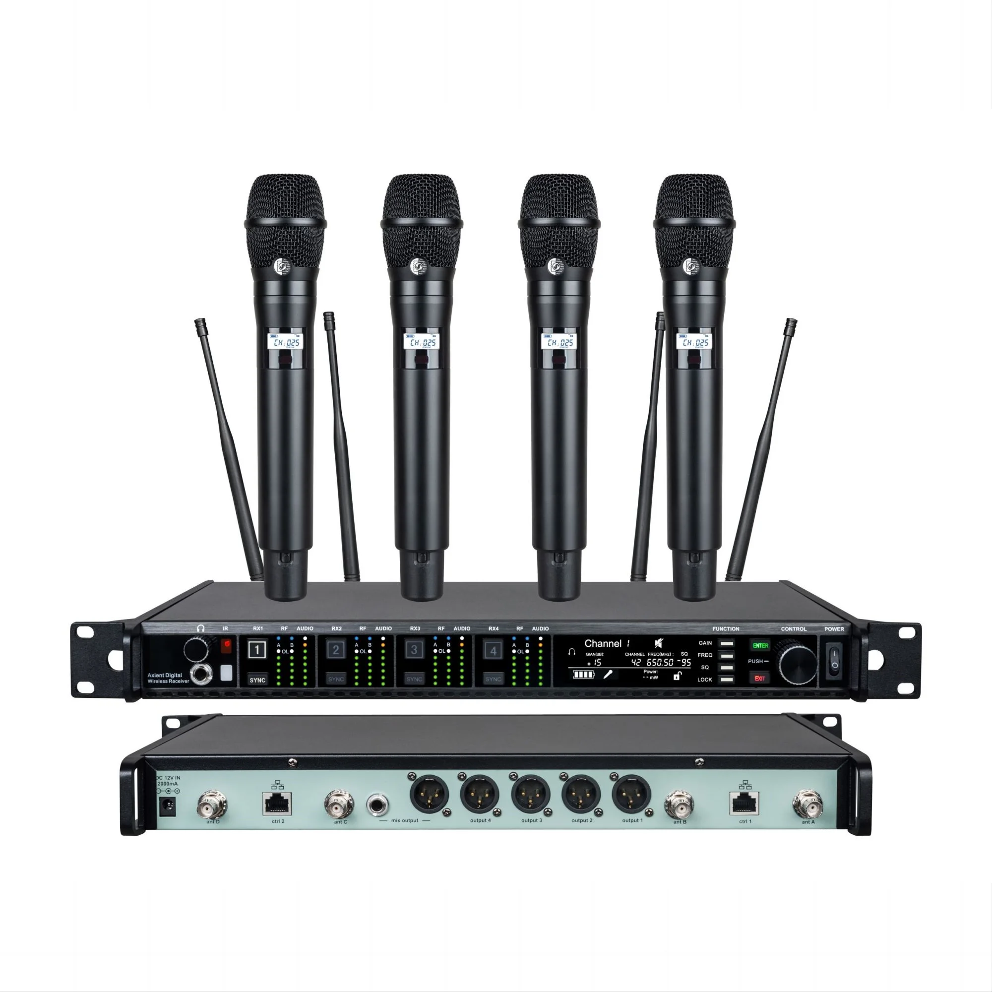 4-channel AD4Q Digital Wireless Karaoke Microphone System with 4 BETA58A/KSM8 Handheld ...
