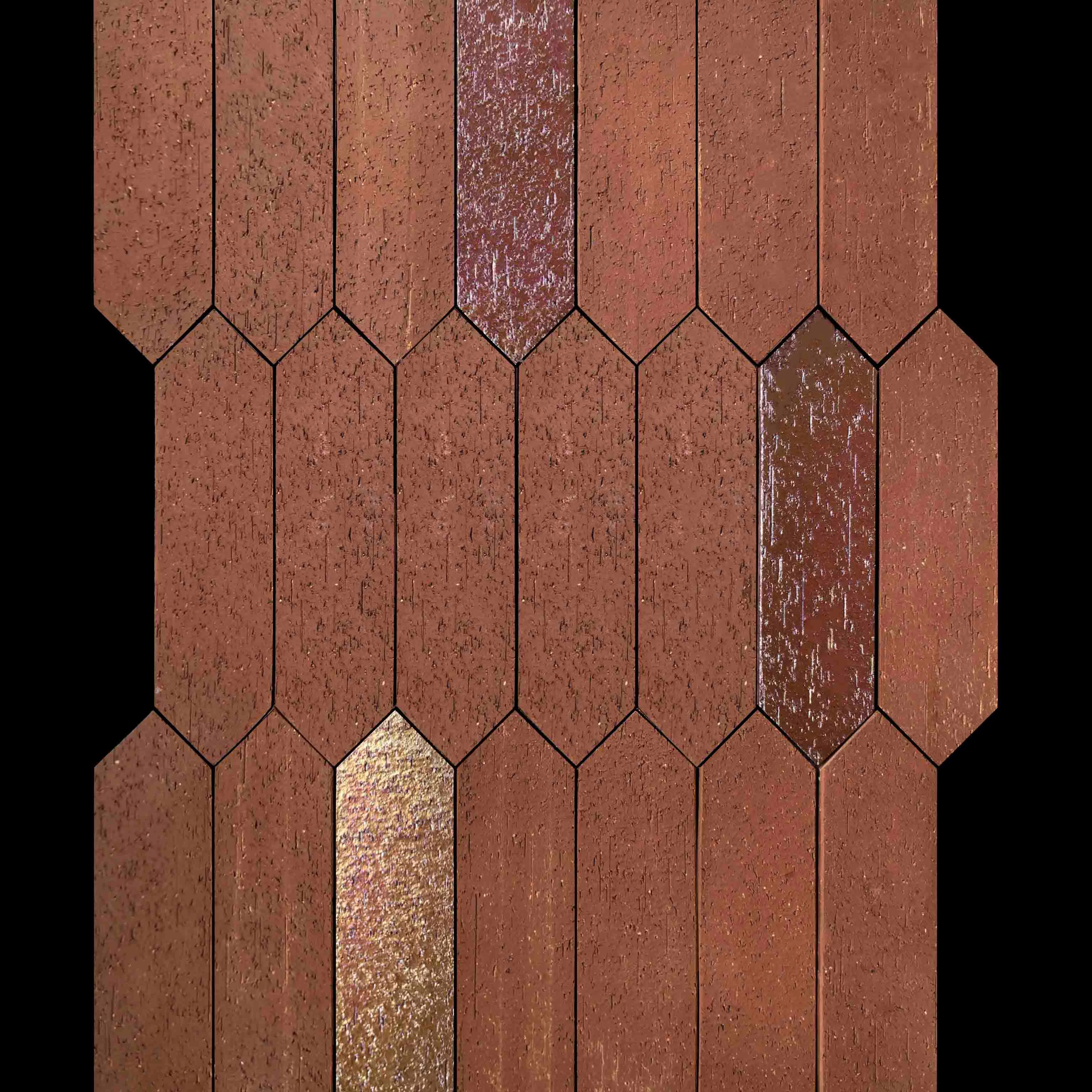 Slender Diamond Shaped New Deep Red Brick With Illusion Colored Glaze ...