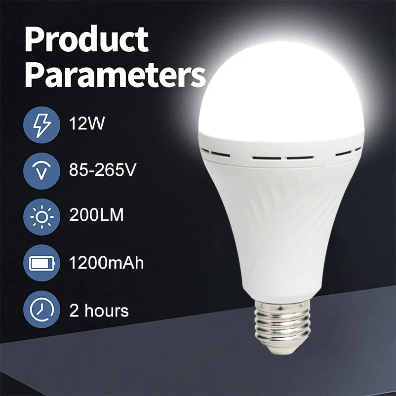 Rechargeable Led Emergency Bulb E27 9w 12w Led Lamp Light For Indoor ...
