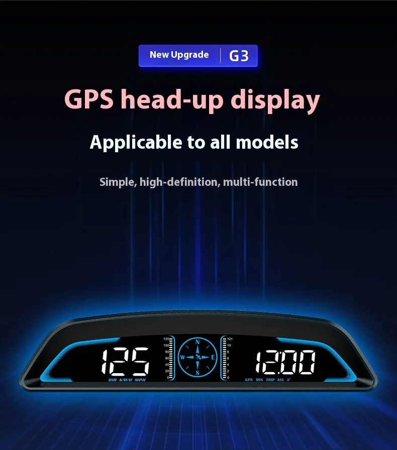 Universal Digital Speedometer 5 Inch LED Head-Up Display Car HUD with ...