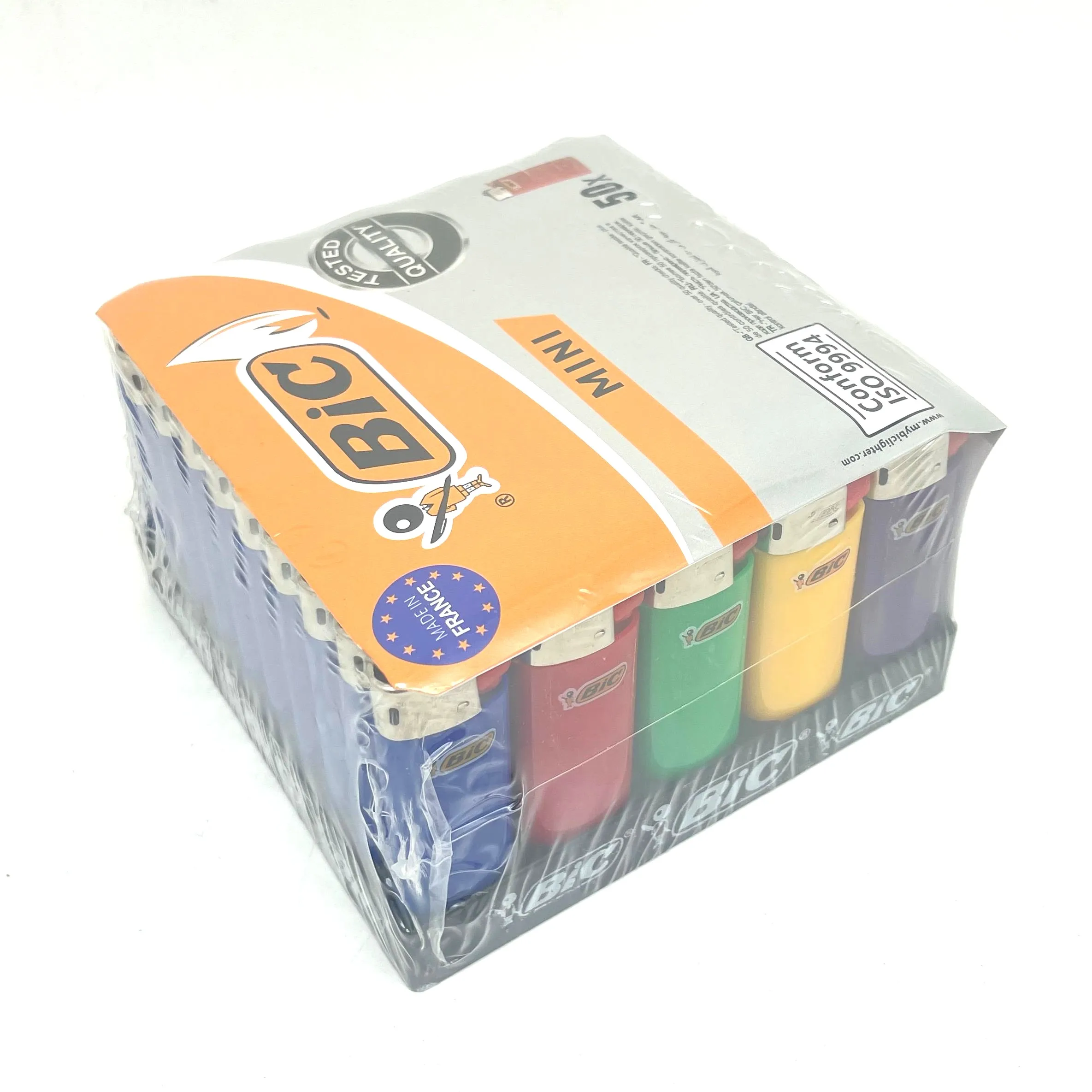 J25 Long Lasting Mini Lighters Assorted Colors Tray of 50 Plastic Gas ...