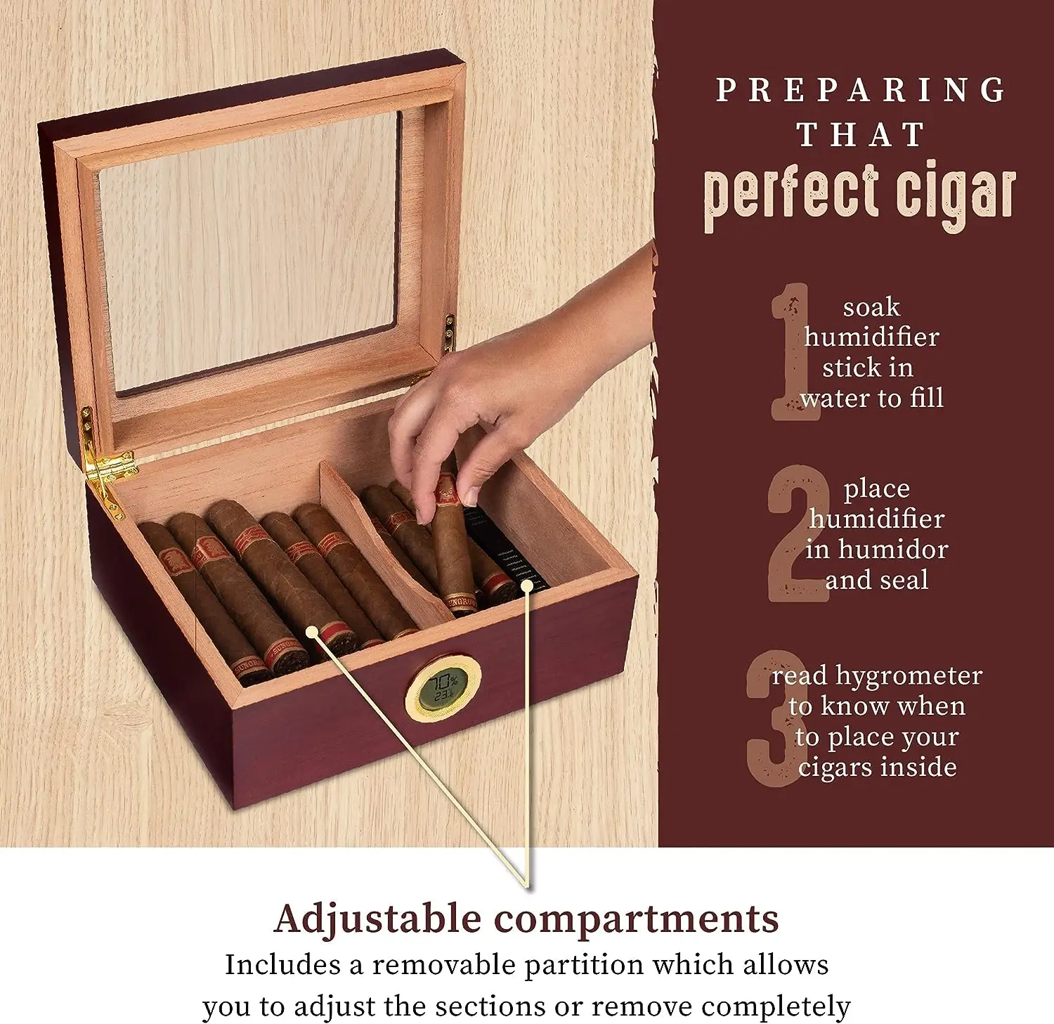 Customized Handmade Cigar Humidor Wood Cigar Boxes Manufacturer - Buy ...