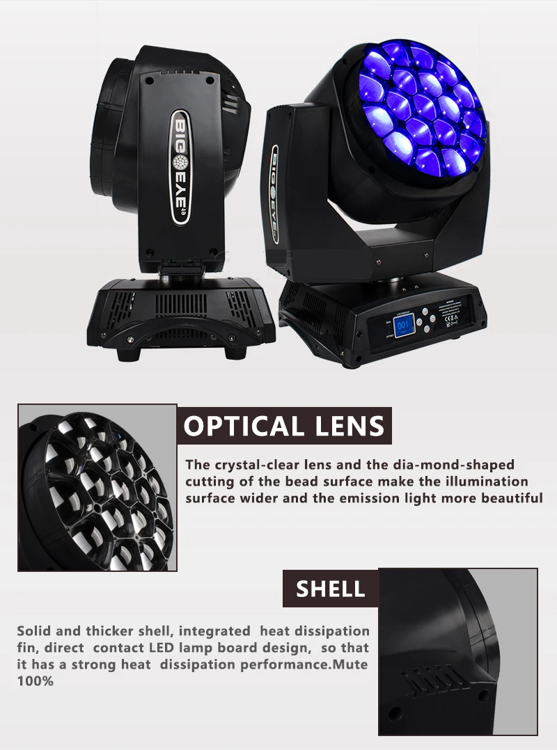 Pixel Animation Led Zoom Wash Light 19pcs*15w 4in1 Bee Eye Moving Head ...