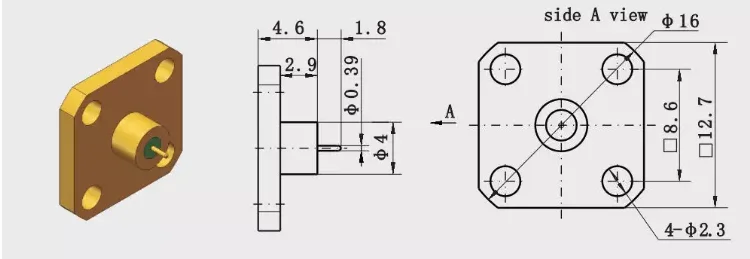 Smp Male Limited Detent Hermetically Sealed Connector 4 Holes Flange ...