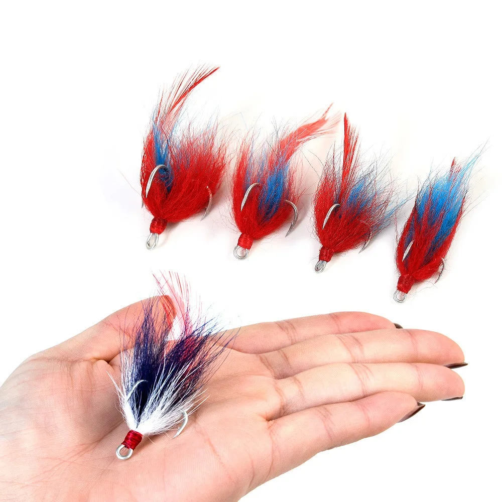 Feather Trebel Hooks Fishing Hook0.8g 1.1g 1.6g 2.4g Custom Handmade ...
