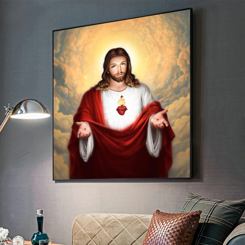 Christ Religion Christian Wall Art Jesus Print Picture Led Light Framed ...