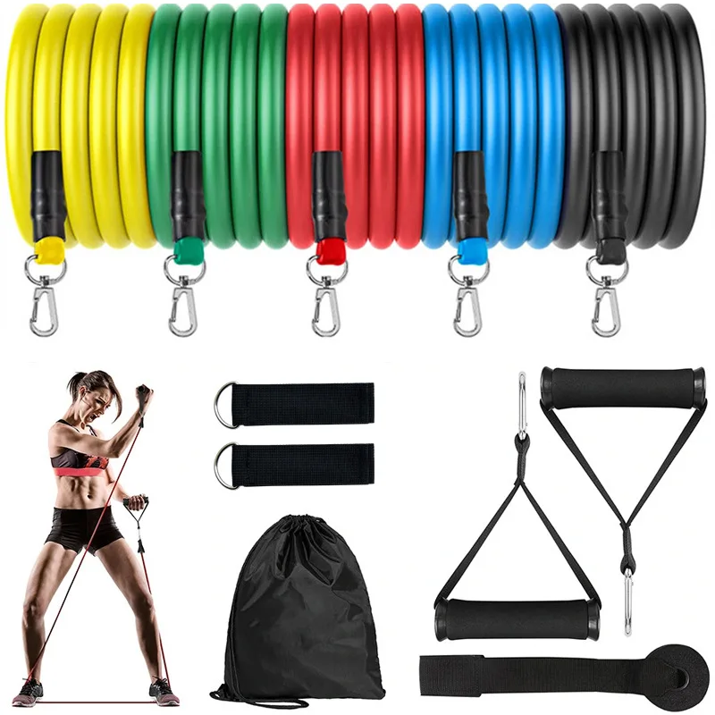 11 Pcs Resistance Bands Set - Elastic Tube Bands for Fitness Training ...