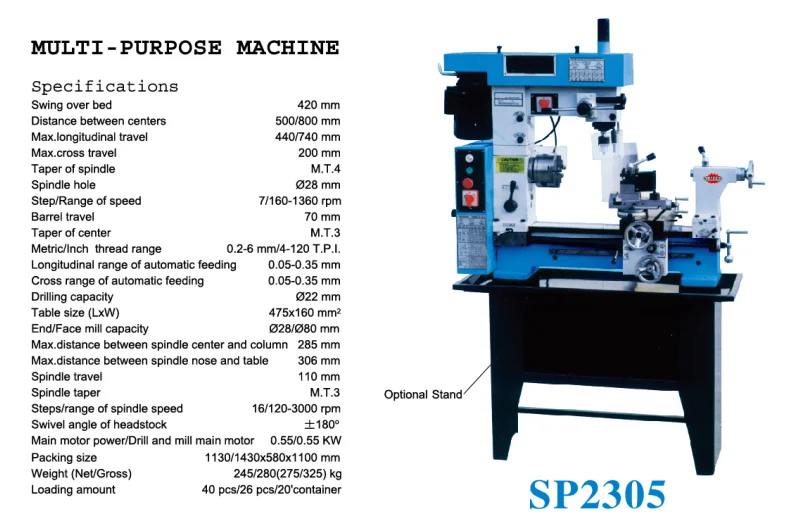 HQ500 Milling Machine Lathe - Multi-Purpose Combo Machine