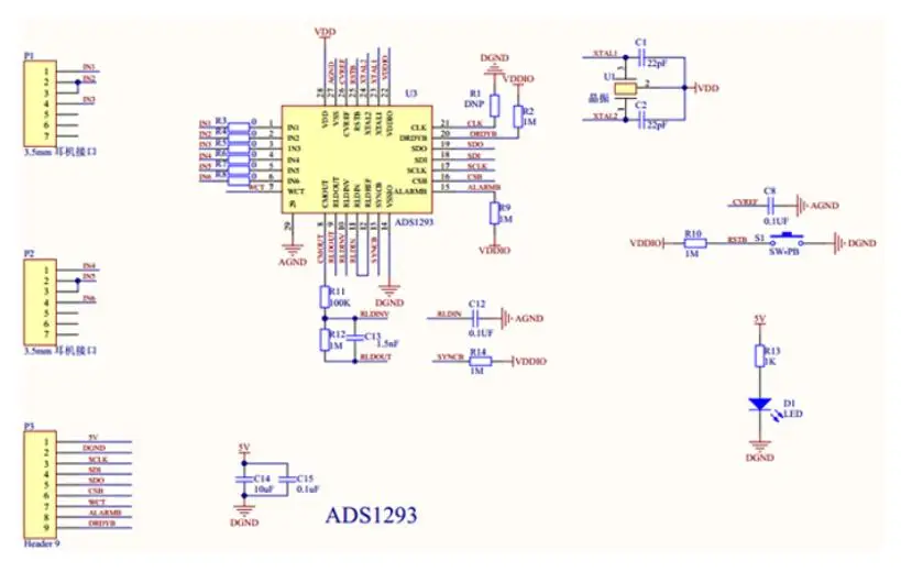 ADS1293 Digital ECG Module - 3-Channel Physiological Measurement