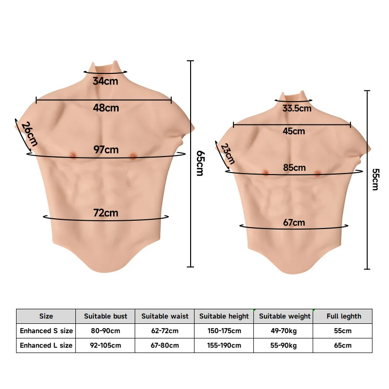 Male Chest Silicone Muscle Suit - Realistic & Comfortable