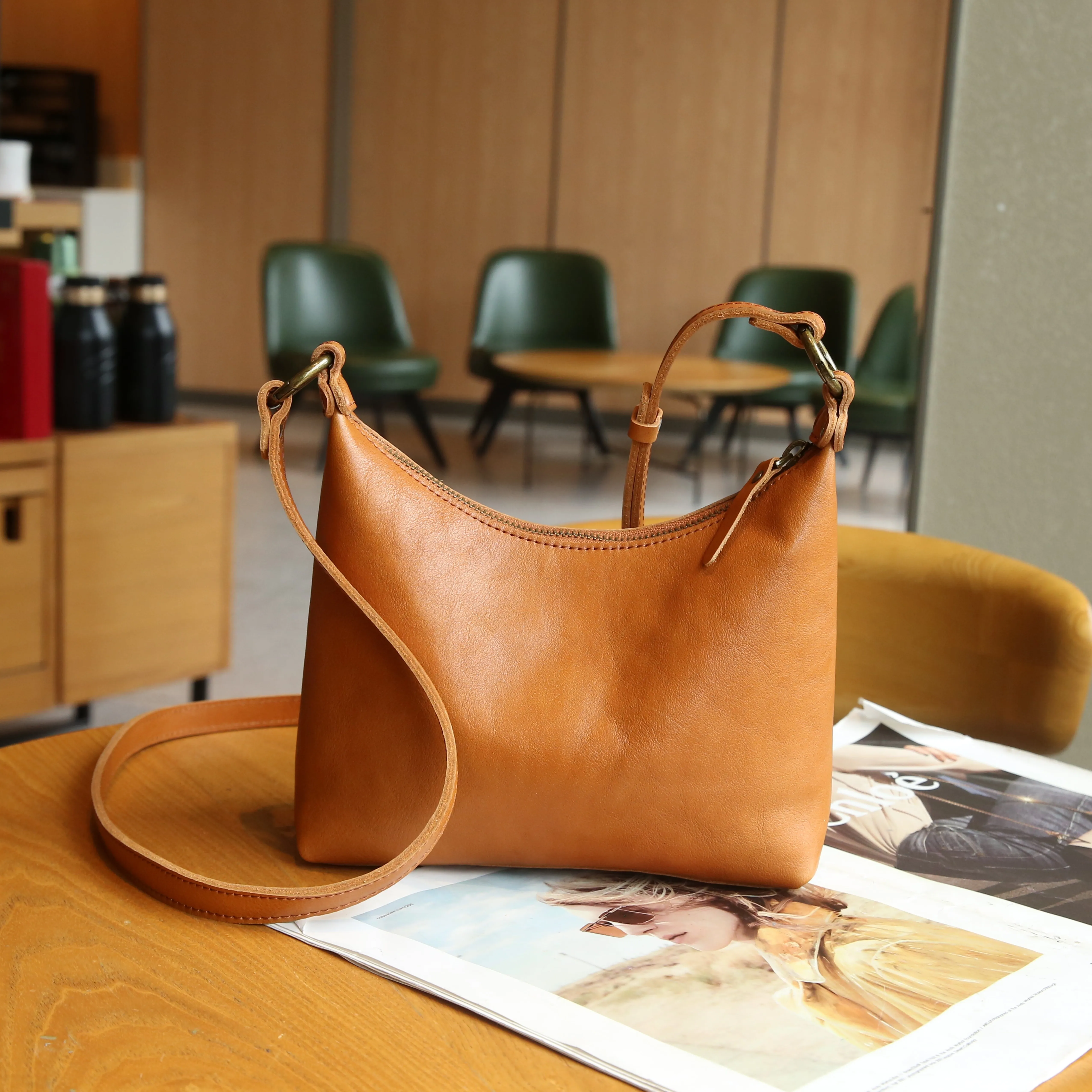 Genuine Leather Messenger Shoulder Sling Crossbody Bag Head Layer ...