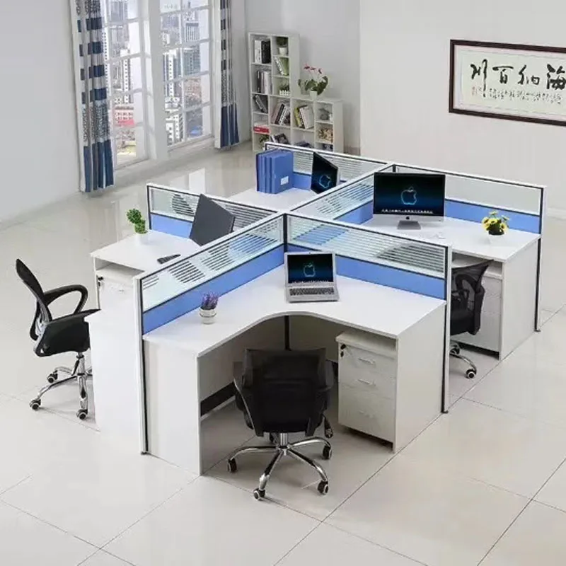 Office Modular Workstation 5 Person Office Desk 120 Degree Office Work ...