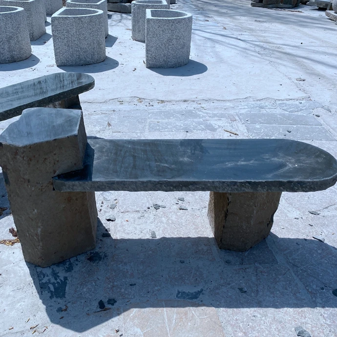 Black Granite Basalt Black Marble Stone Bench Out Door Garden ...