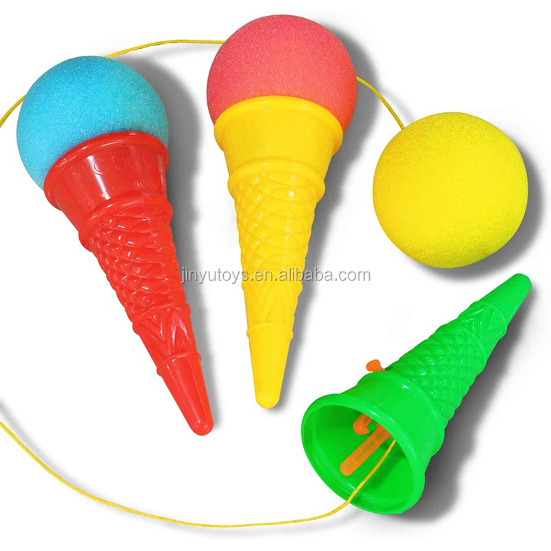 Ice Cream Click Catch Toy Cone Foam Ball Squeeze and Pop Shooters Game ...