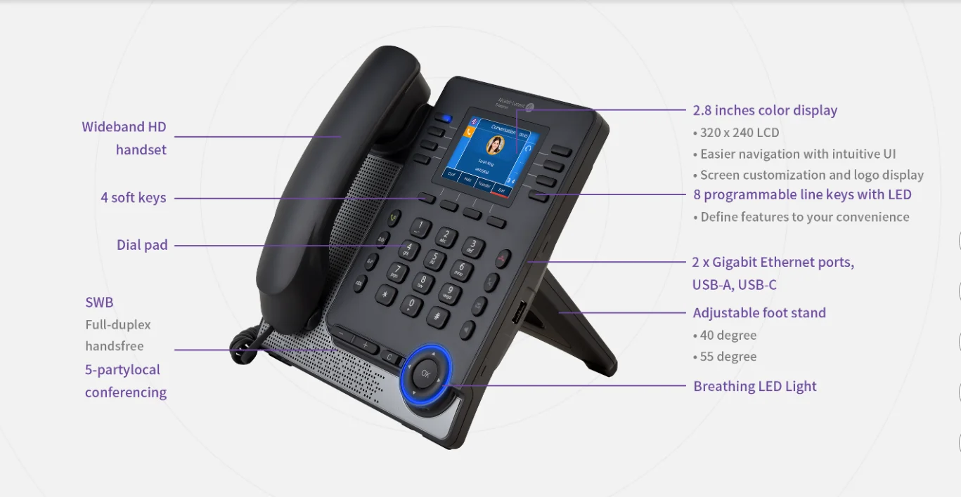 High Quality M5 Deskphone Color Display Super Wide Band 8 Sip Accounts ...