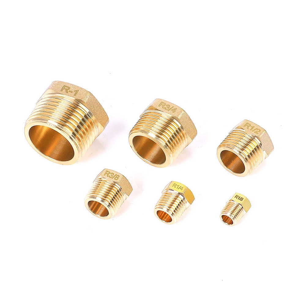 Npt Male Brass Pipe Plug Brass Outer Hex Thread Socket Pipe Fitting ...