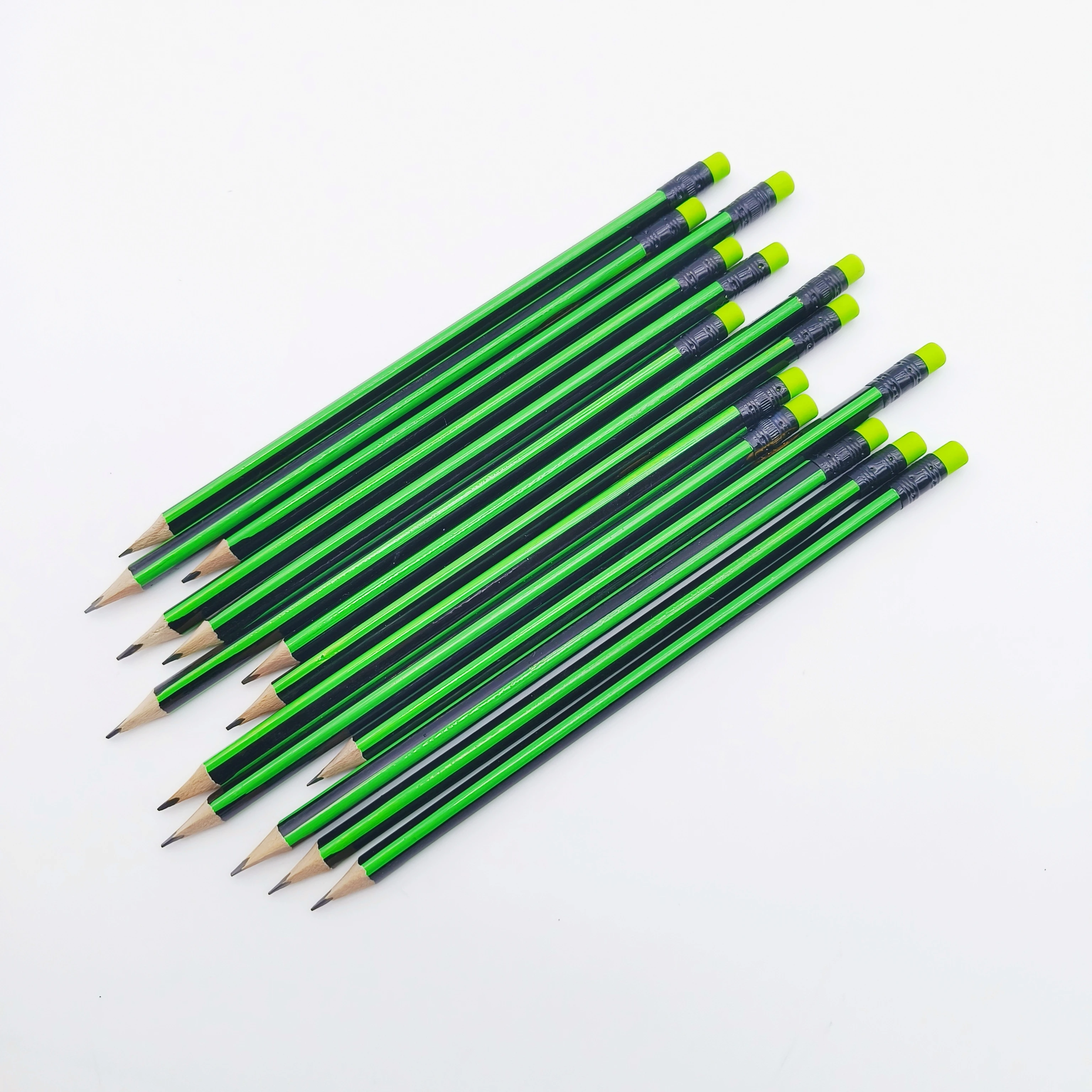 12pcs Custom Logo Strip Pencils Wood Graphite Yellow Wooden Hb Standard ...