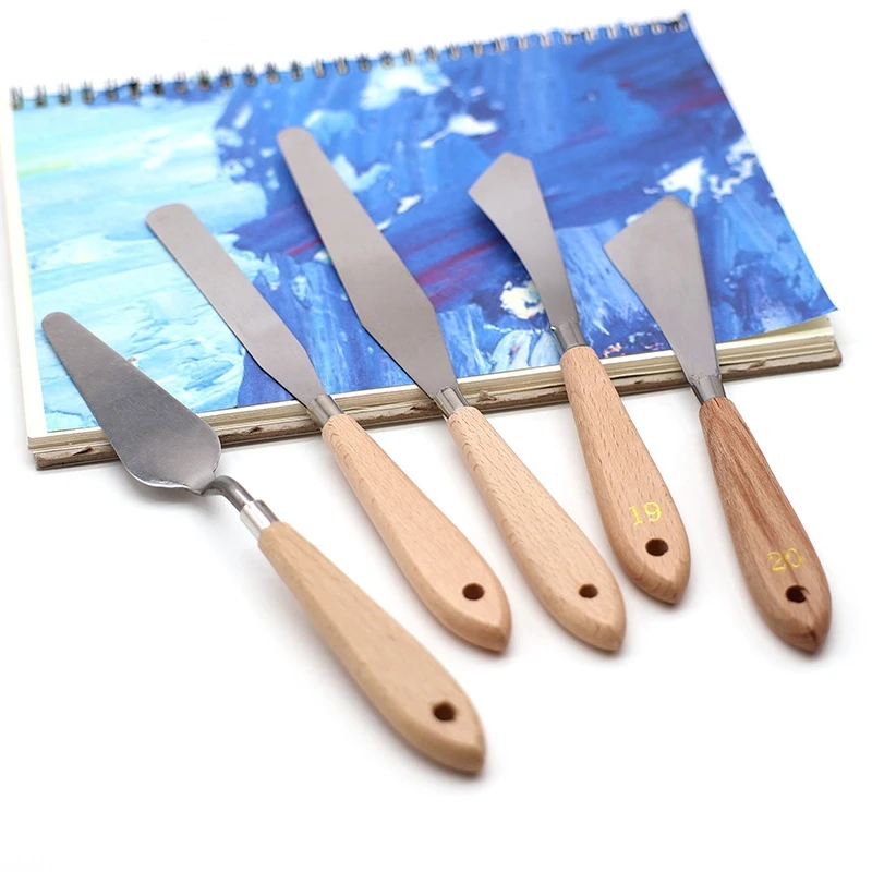 Palette Knife with Wood Handle Stainless Steel Spatula Painting Knives ...