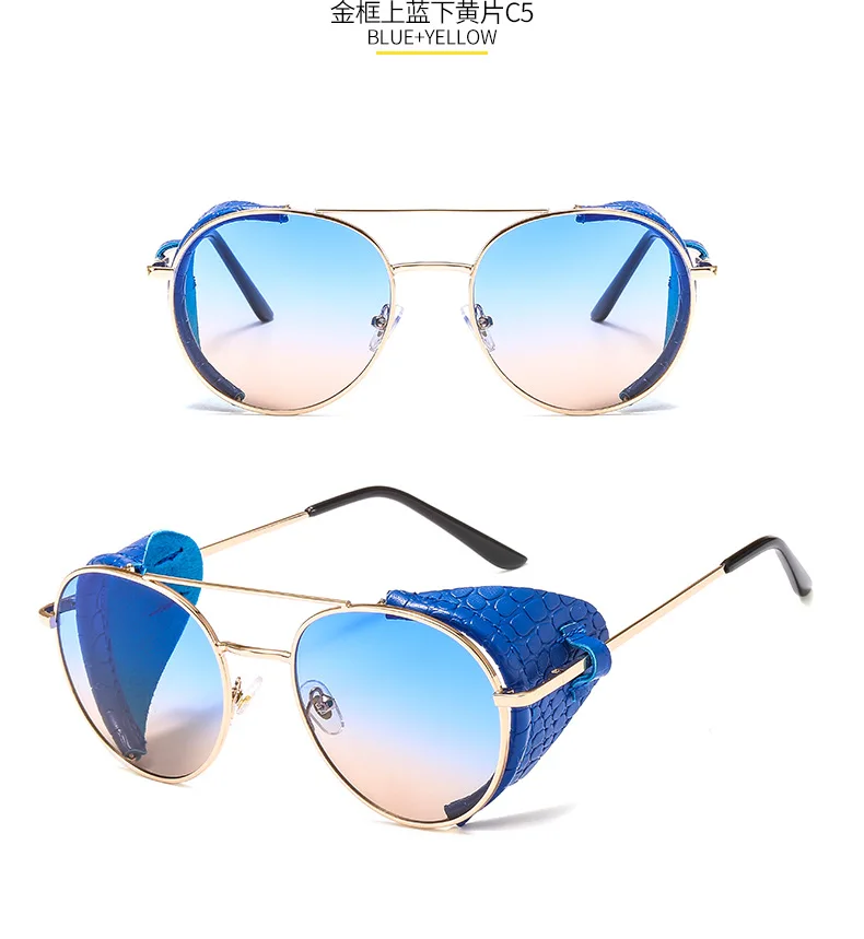 Jh8025 Retro Leather Side Shield Vintage Steampunk Women Man Punk ...