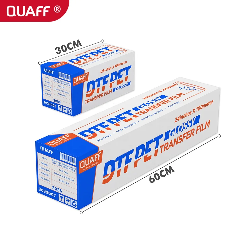 QUAFF DTF Film Roll Transfer PET Film Hot Peel Cold Peel