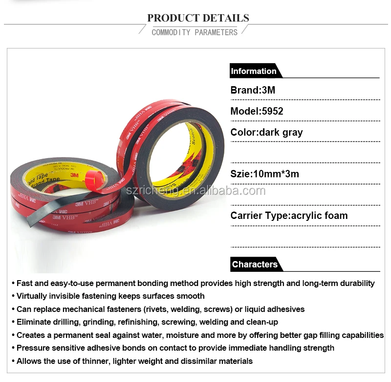 3M VHB Tape 5952 - Heavy Duty Mounting for Indoor & Outdoor