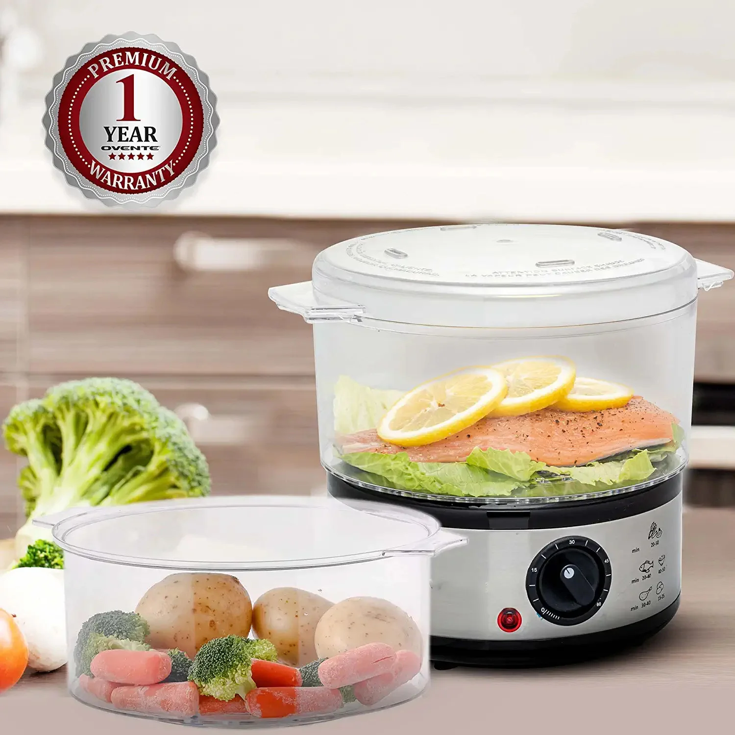 Electric Mini Stainless Steel 2 Tier Food Steamer,5 Quart,400 Watts ...