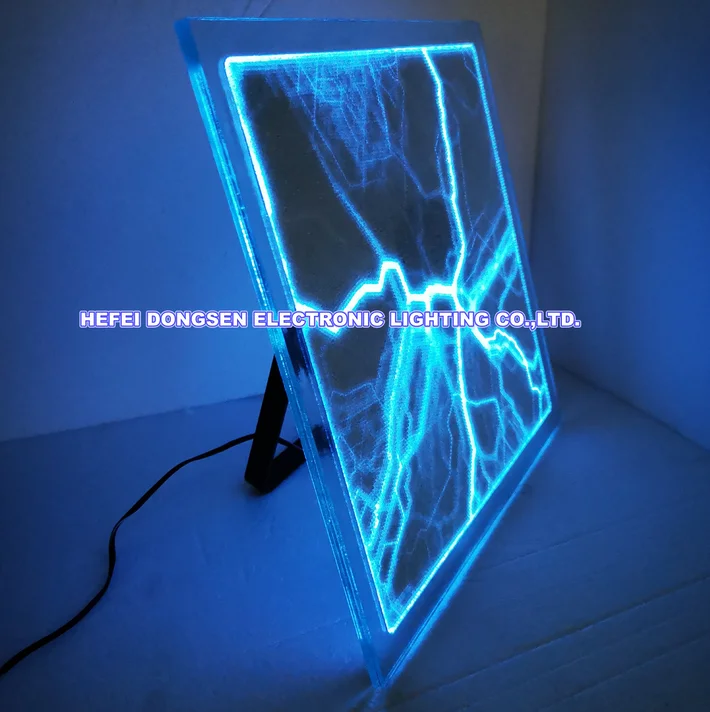 12 Inch Square Plasma Plate - Blue Light Holiday Decor