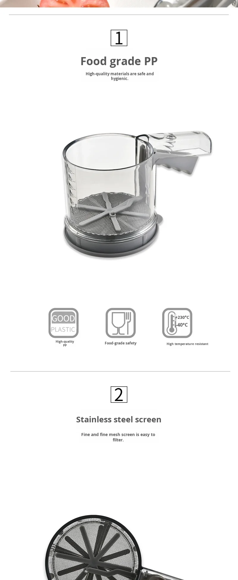 Handheld Plastic PP Transparent Powder Sifter Cup Single Double Layer ...