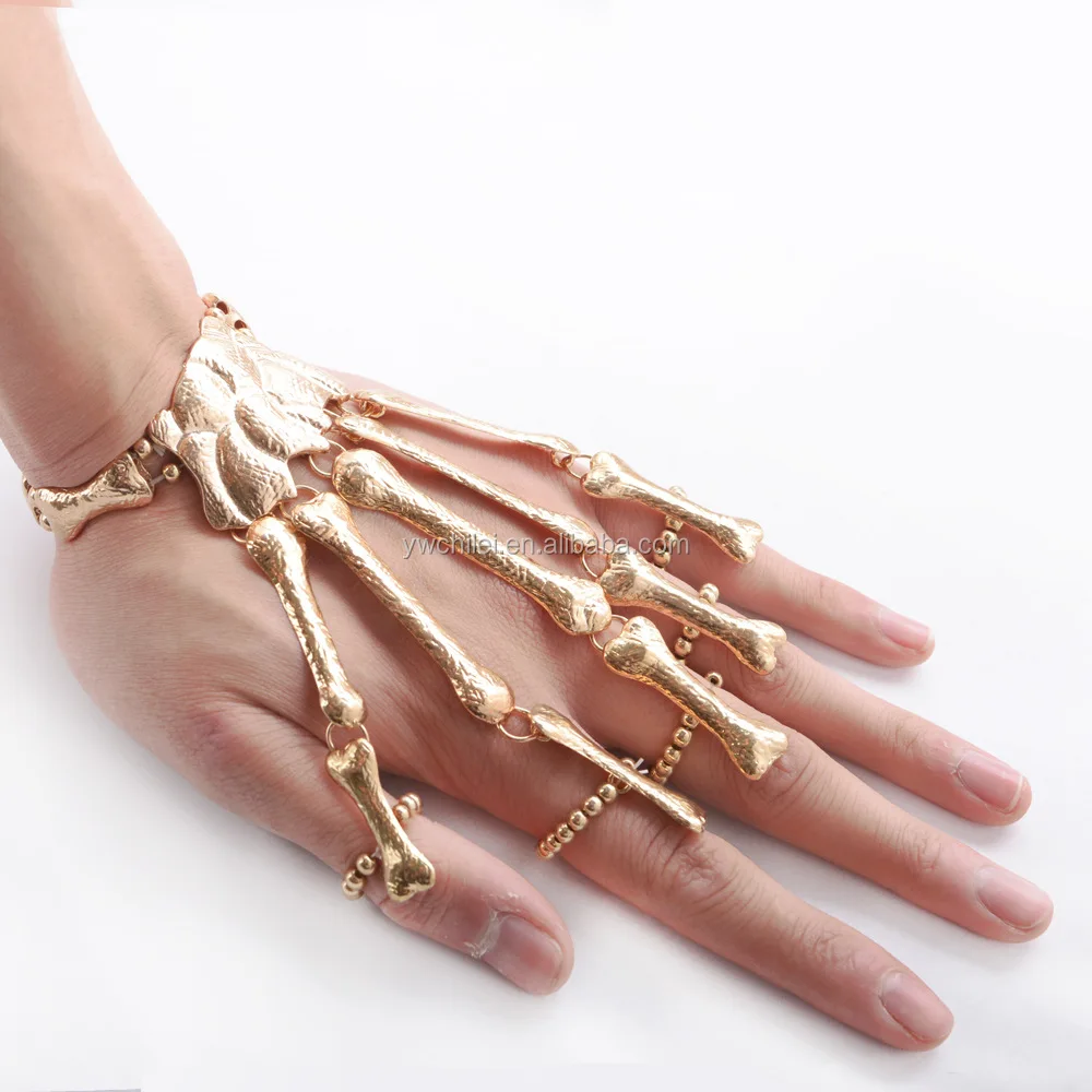 Skull Fingers Metal Skeleton Bracelet Ring Hop Street Dancing Cosplay ...