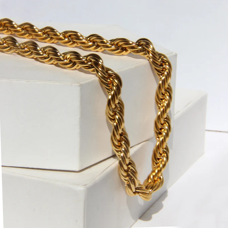 Xinfly Summer Custom 6mm Thick Pure 18k Real Yellow Gold Twisted Au750 ...