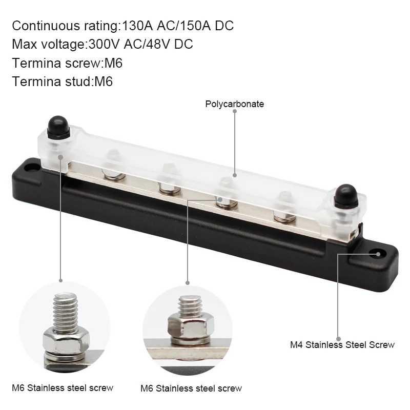 6 Way Terminal Dc Busbar Terminal Ground Power Distribution Terminal ...