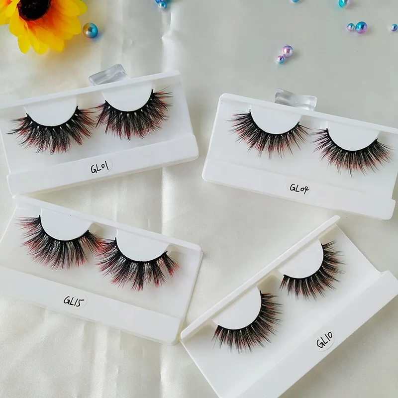 Gl Series Color Lashes Brown Purple Red Blue Green Strip Fake Eyelashes ...
