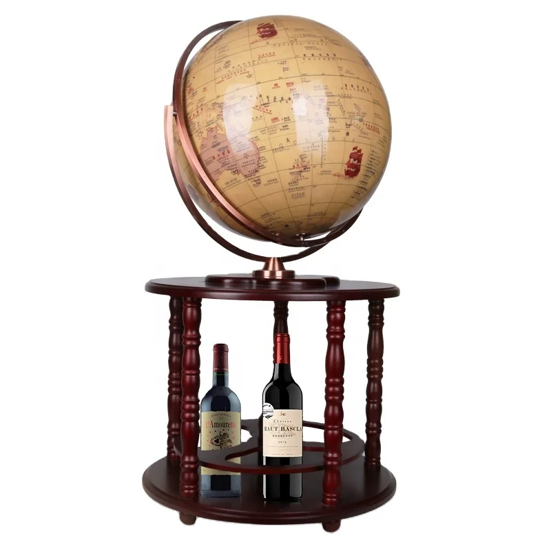 Vintage Antique Rotating Geography Wood Traditional Bar Globe - Buy ...