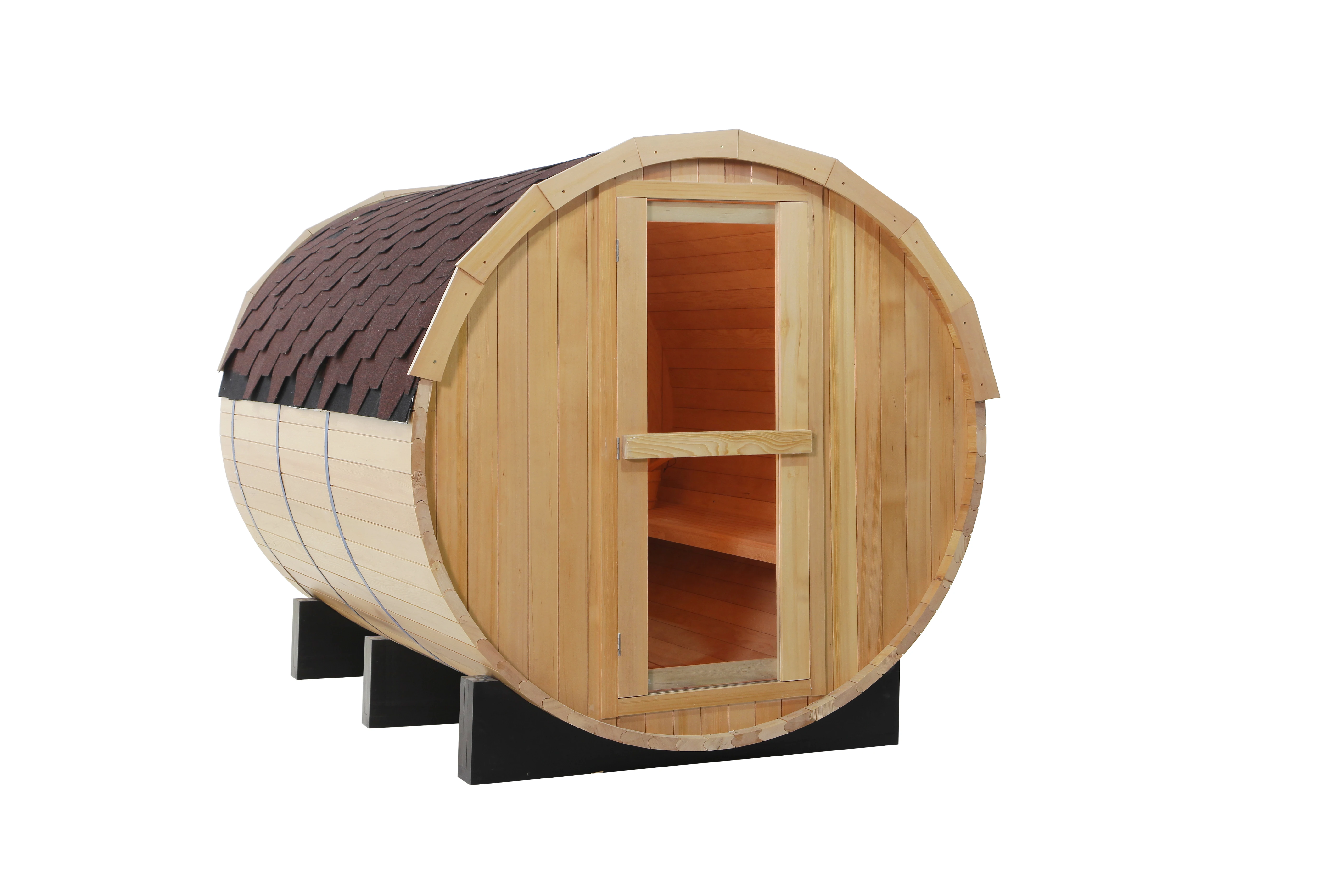 Outdoor Sauna Barrel Canadian Hemlock / Red Cedar Traditional Home Wet ...