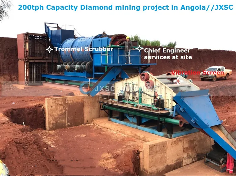 Angola Alluvial Diamond Pre Treatment Plant - 200 Tons Rotary Drum ...