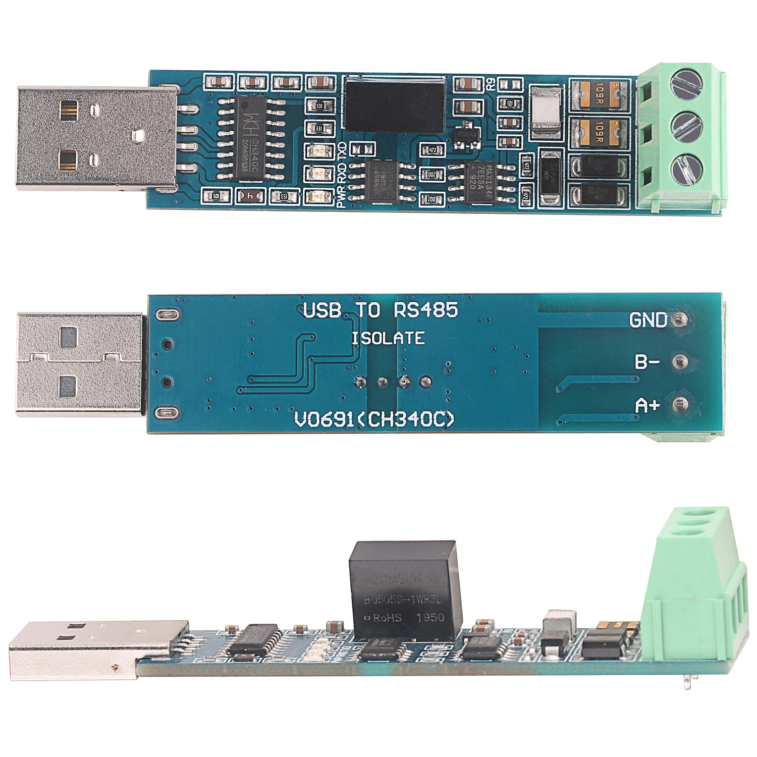 Usb To Rs485 Serial Converter Isolate Module 3p 3 Pins Screw Terminal ...