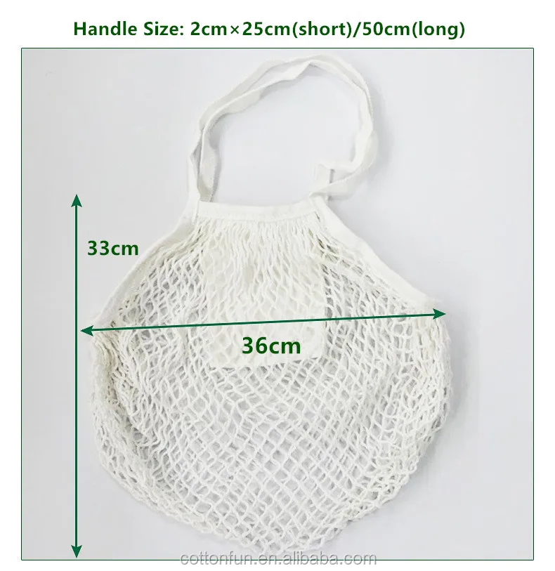 Eco Friendly Cotton Crochet Tote Fishnet Bag - Customizable