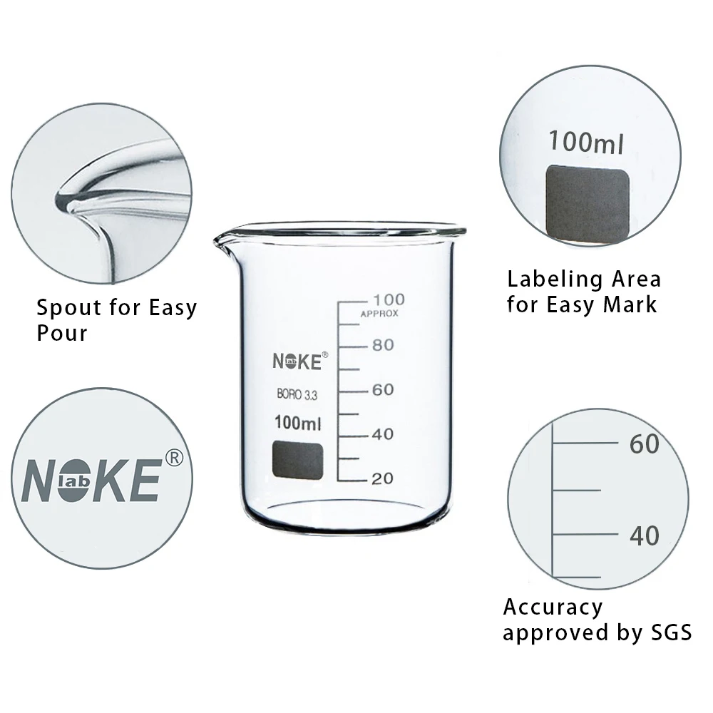Laboratory Low Form 100ml Glass Measuring Beaker - Buy Graduated ...