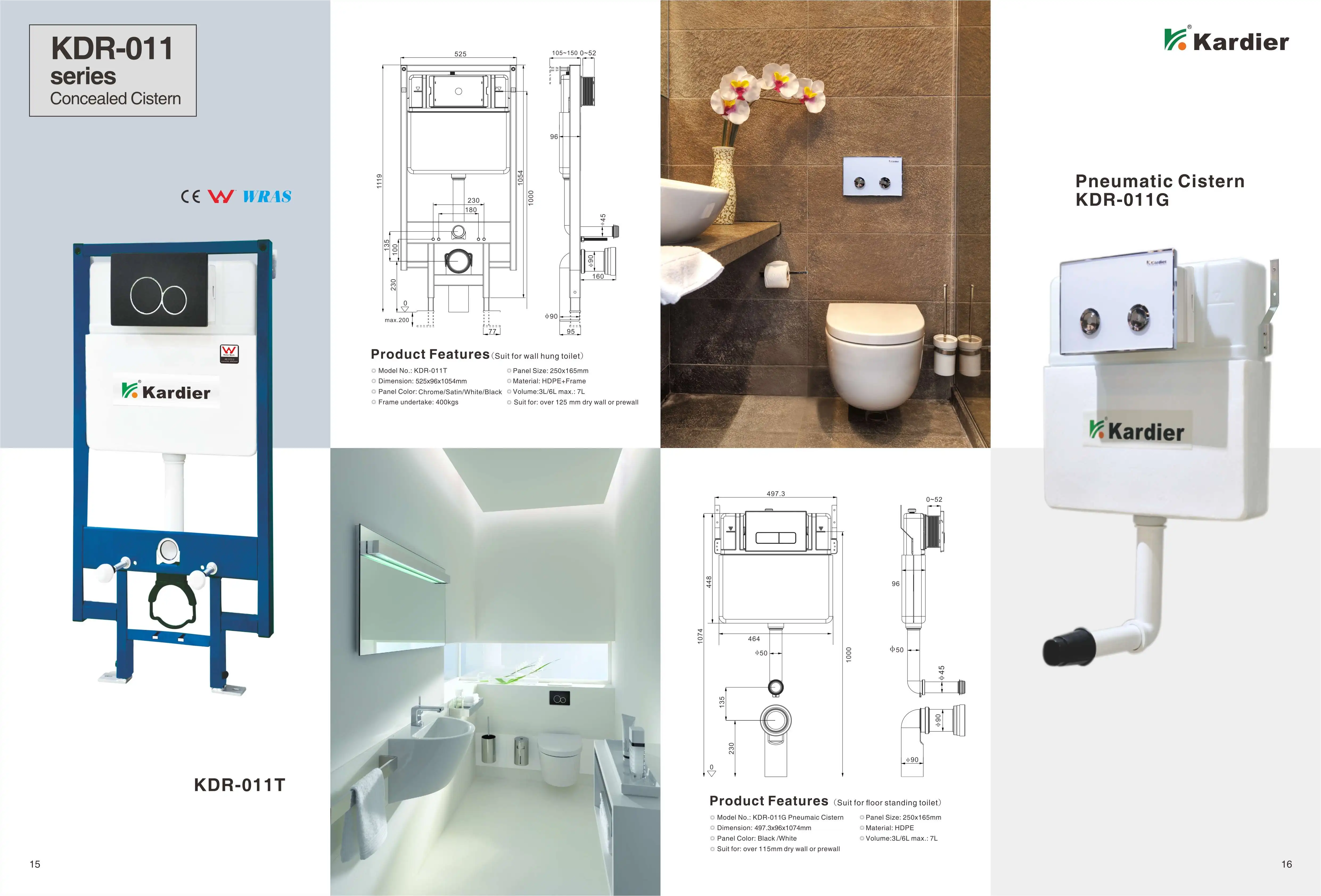 Bathroom Dual Flush Wall Hung Toilet - Concealed Cistern