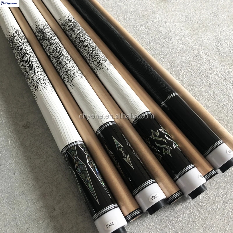 Customized Ebony Wood Lizard Leather Pool Cue with Abalone Shell Inlay