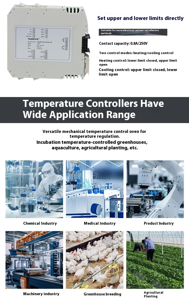 DIN Rail Mounted Four-Channel Temperature Controller ABS Material RS485 ...