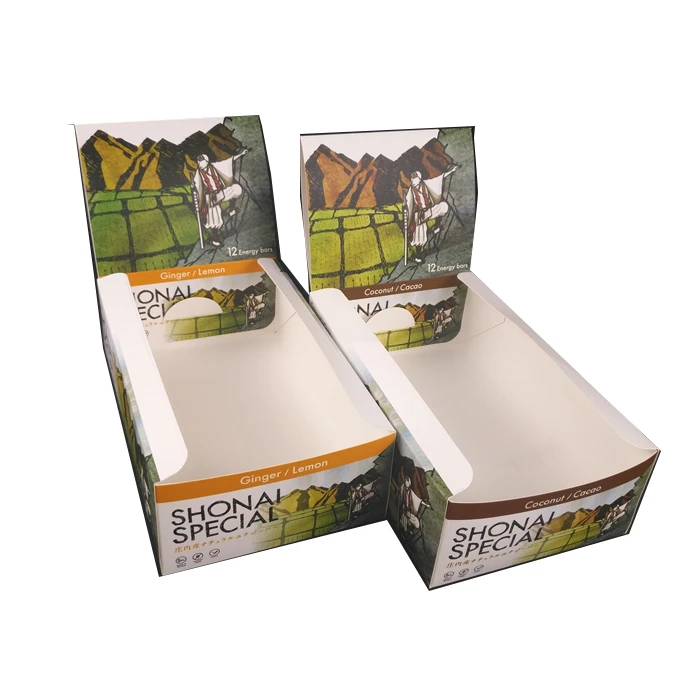 Custom Printed Retail Counter Whey Protein Bar Display Paper Box Energy ...