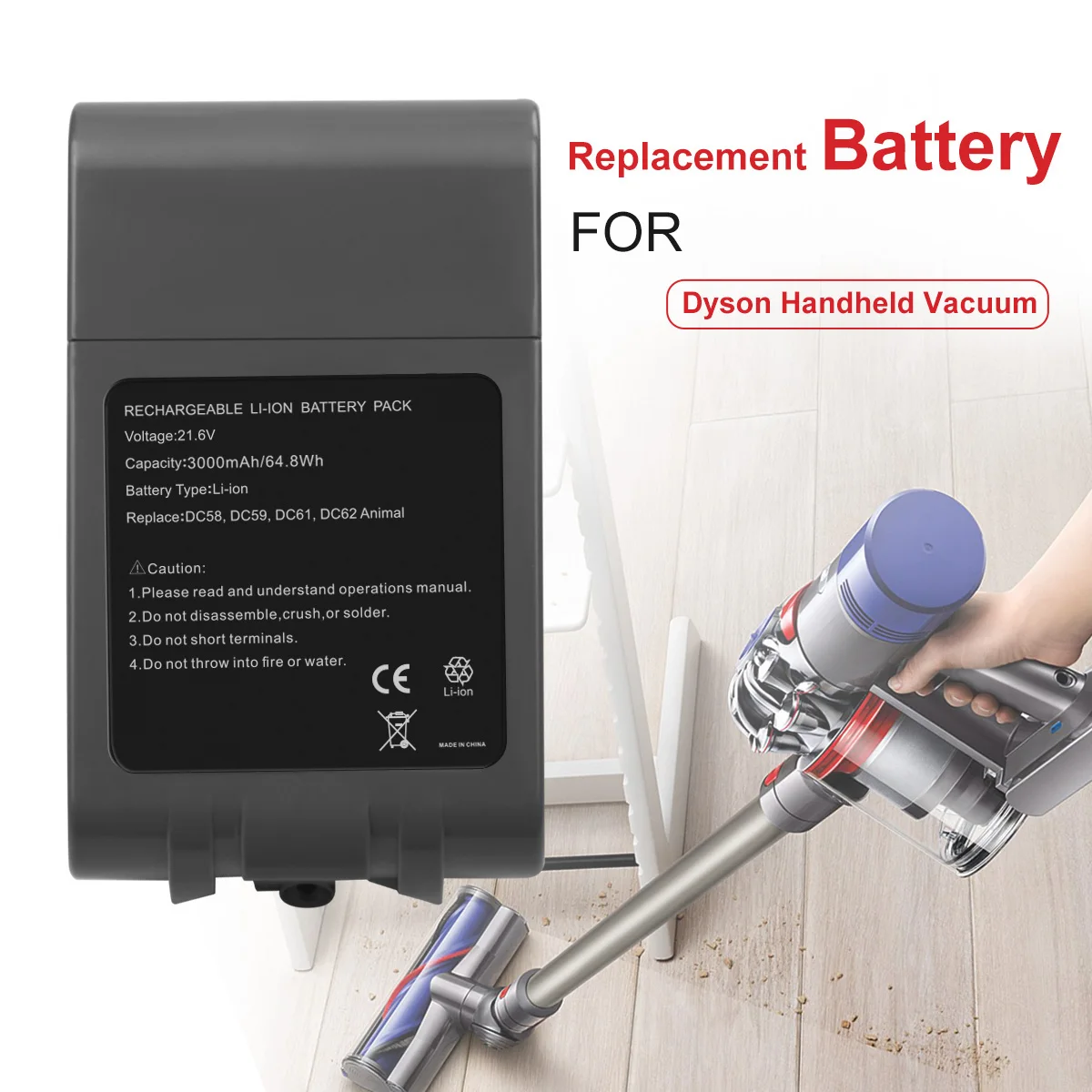 Li-ion 21.6v 3000mah Rechatgeable Vacuum Cleaner Battery Pack 18650 ...