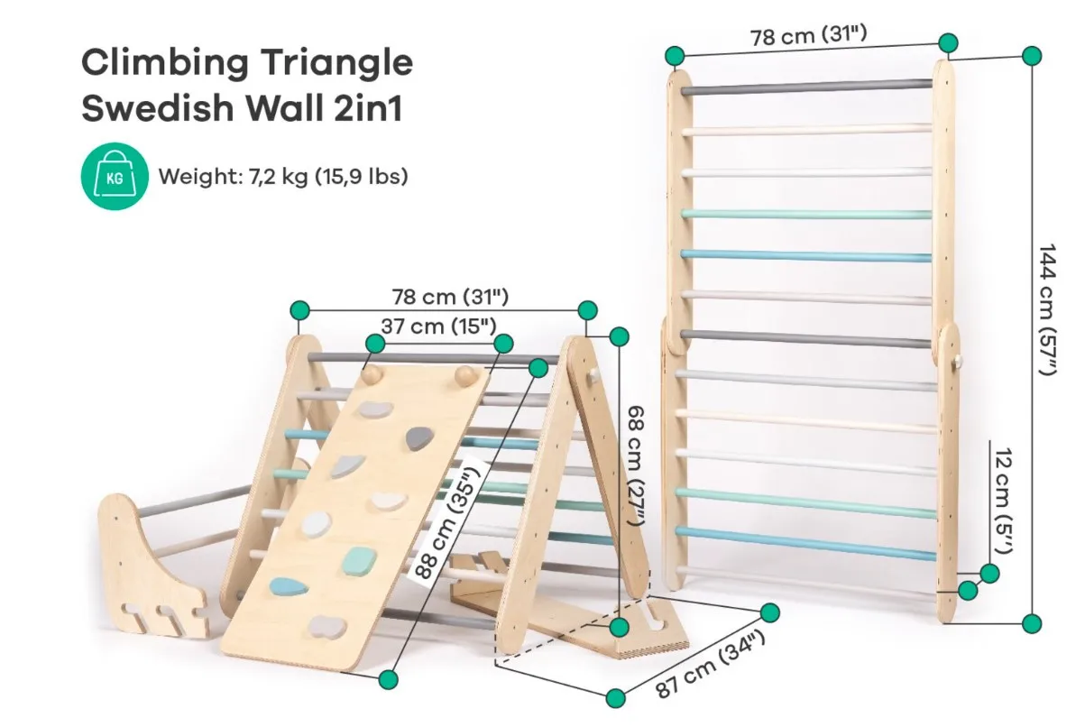LM KIDS Wall Bars Wooden Swedish Ladder Home Gymnastic Wooden Home Gym ...