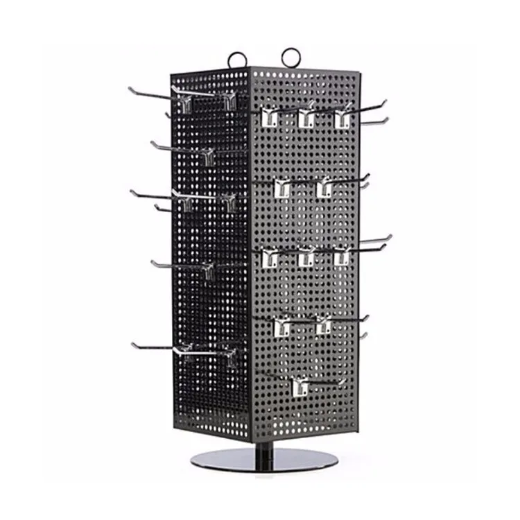 Custom Counter Top Rotating Metal Pegboard Display Rack