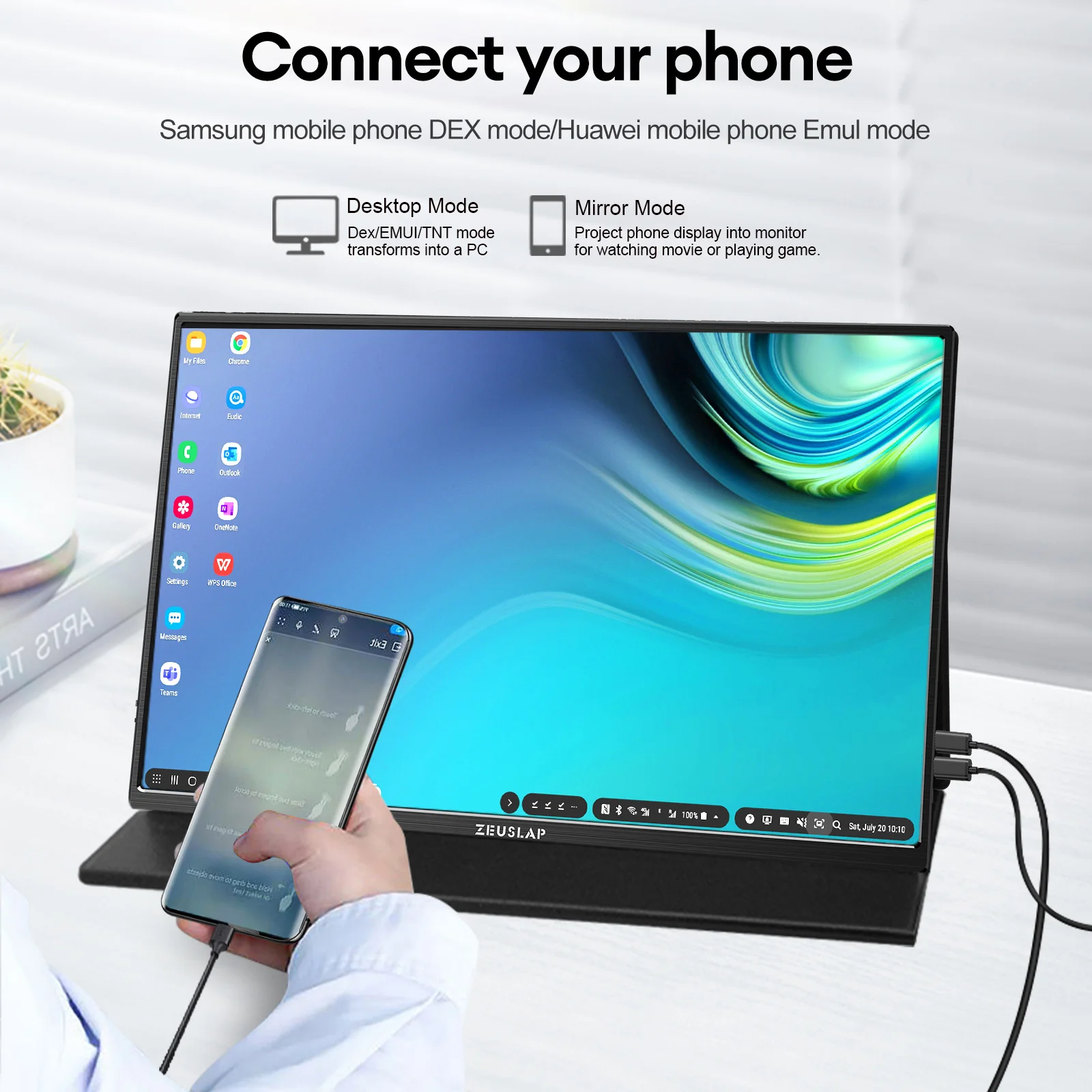 Zeuslap 16" 2.5k 144hz Portable Monitor 2560*1600 16:10 100%srgb 500cd ...