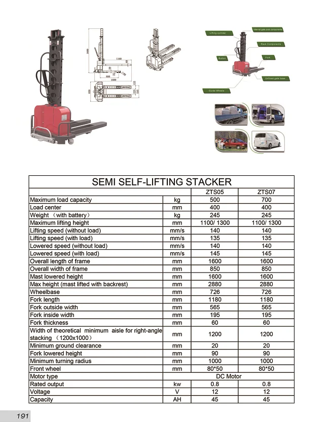 Semi-electric Stacker - 1000kg Self Lifting Loading Stacker