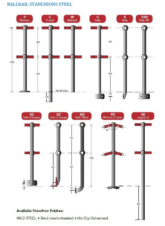Galvanized Steel Ball-Joint Handrail Stanchion Balustrade