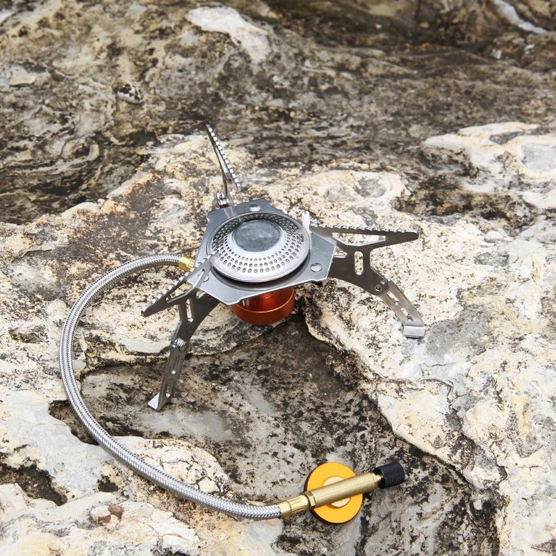 Split Camping Gas Stove Picnic Windproof Portable Metallic Stove with ...